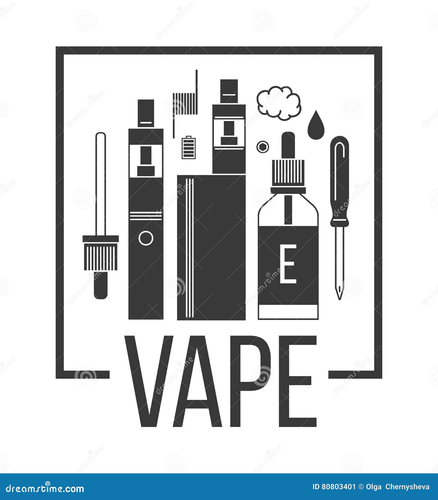 Vape Icons Set. Logo Creation Kit Stock Vector - Illustration of glycol ...