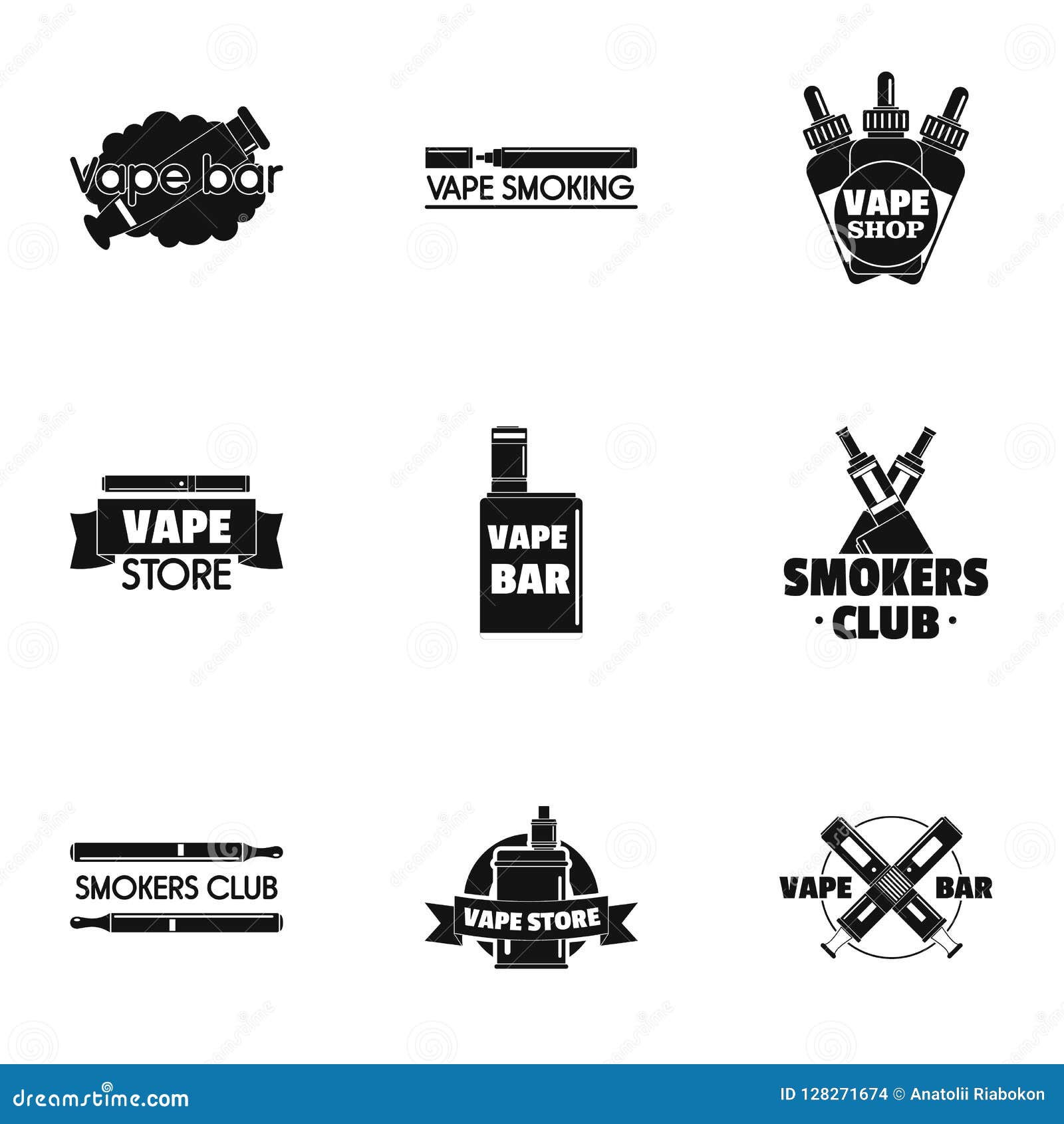 Vape Logo Set, Simple Style Stock Vector - Illustration of atomizer ...