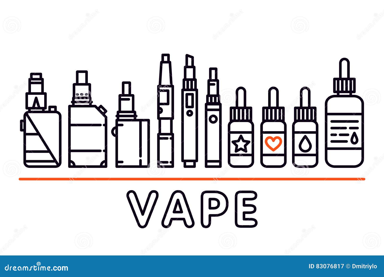 Vape Shop Isolated Vector Template Graphic Line Art Style Pack Stock ...