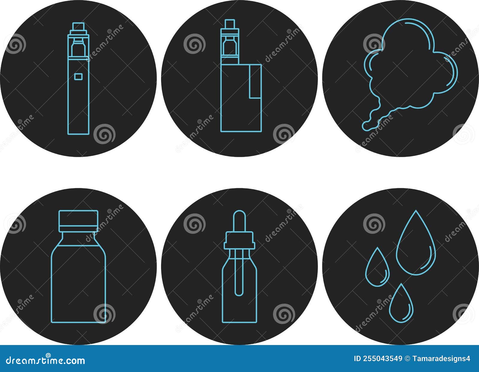 Vape Shop Icons Logo Symbols Pack Stock Vector - Illustration of ...