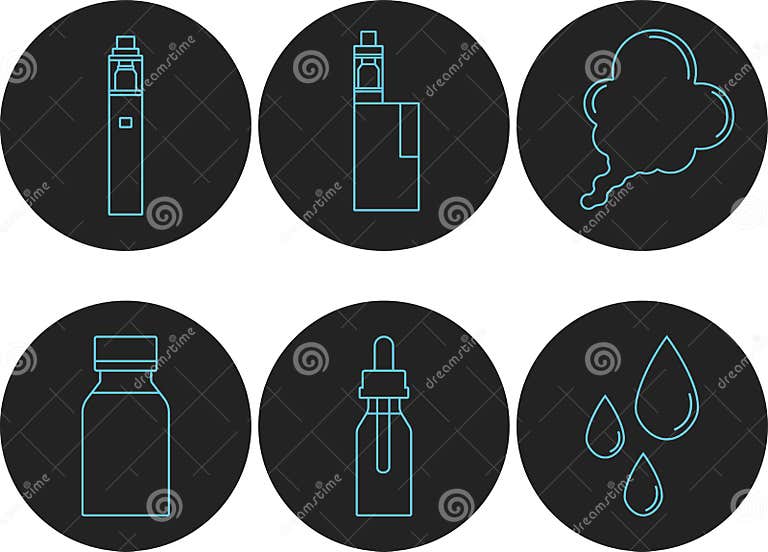 Vape Shop Icons Logo Symbols Pack Stock Vector - Illustration of ...