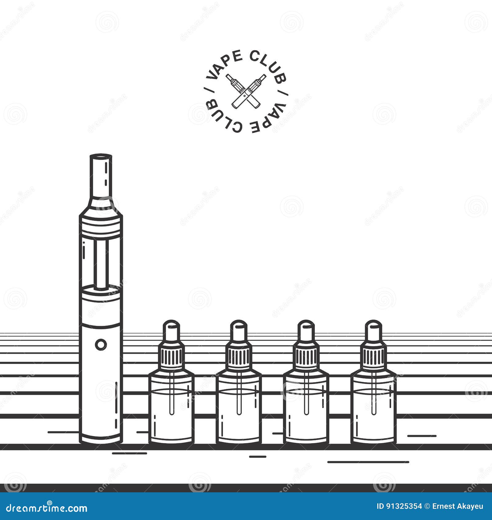 Vape Smoking Device. Illustration with E-cigarette and Vaping Juice ...