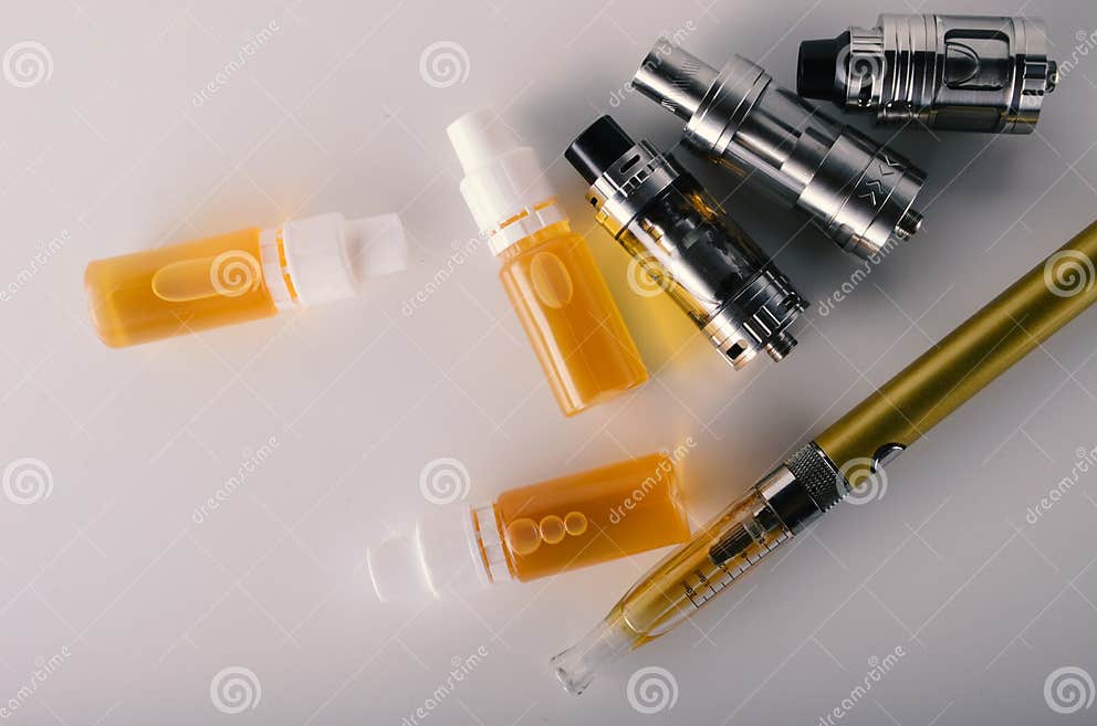 Vape Tanks and E Liquid for Electronic Cigarette or E C Stock Photo ...