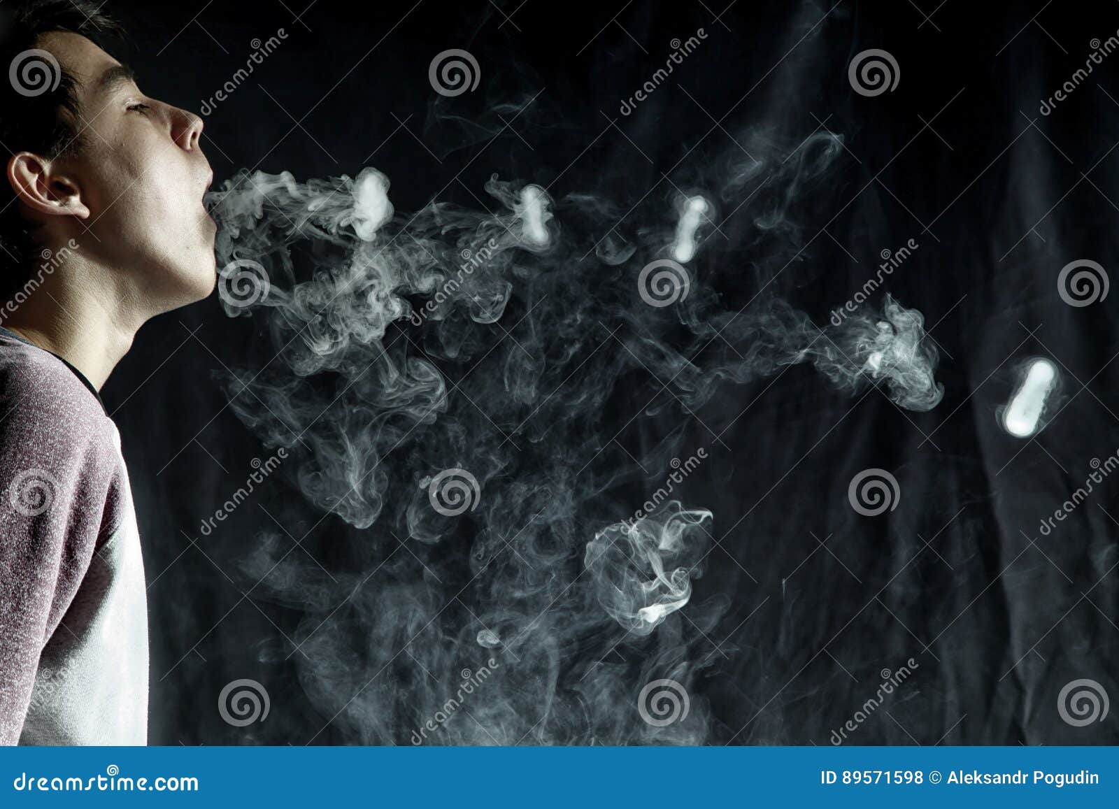 Vape Trick Waterfall In Performance Of Vaper On Dark Background Stock ...