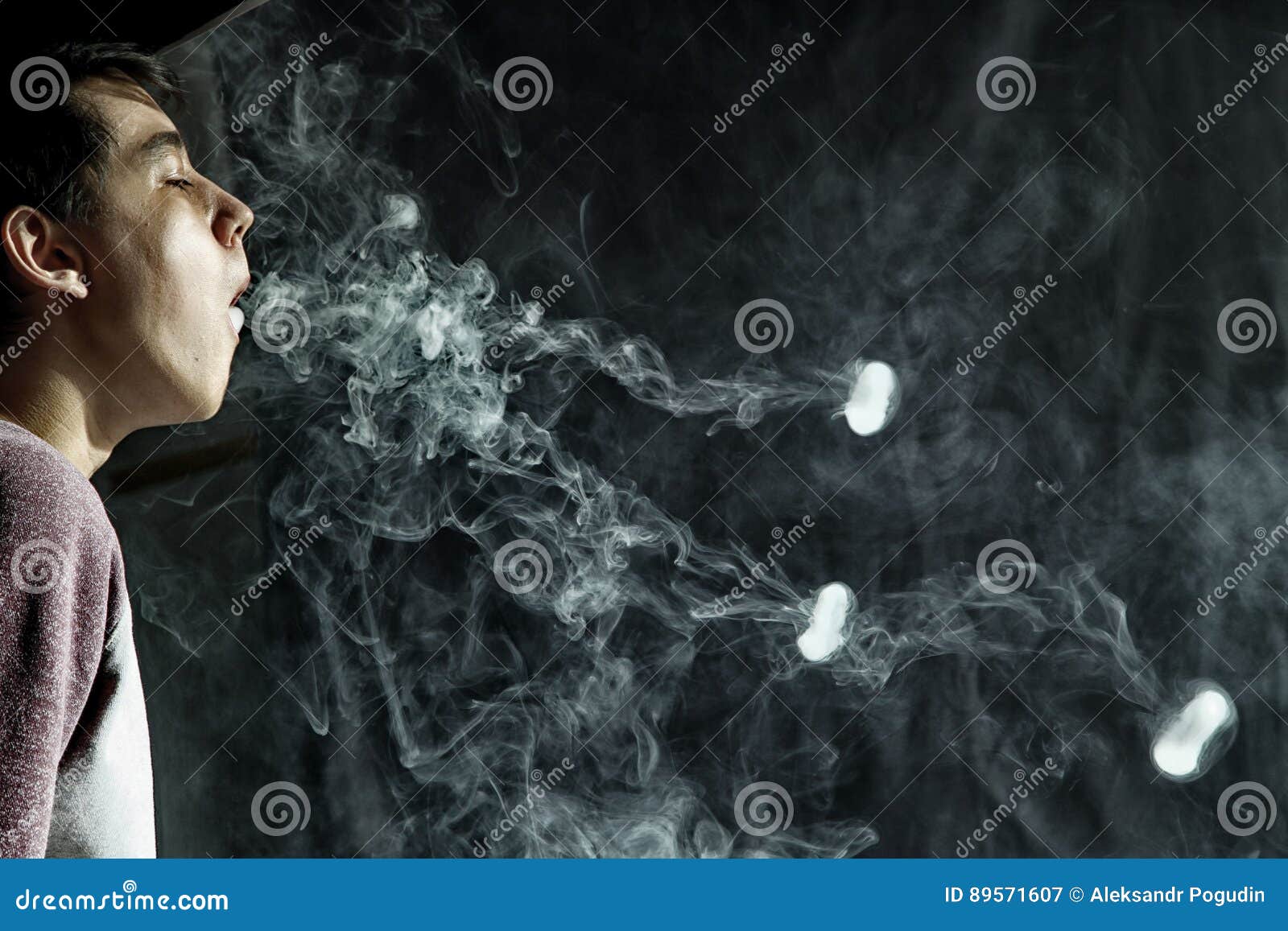 Vape Trick Waterfall In Performance Of Vaper On Dark Background Stock ...