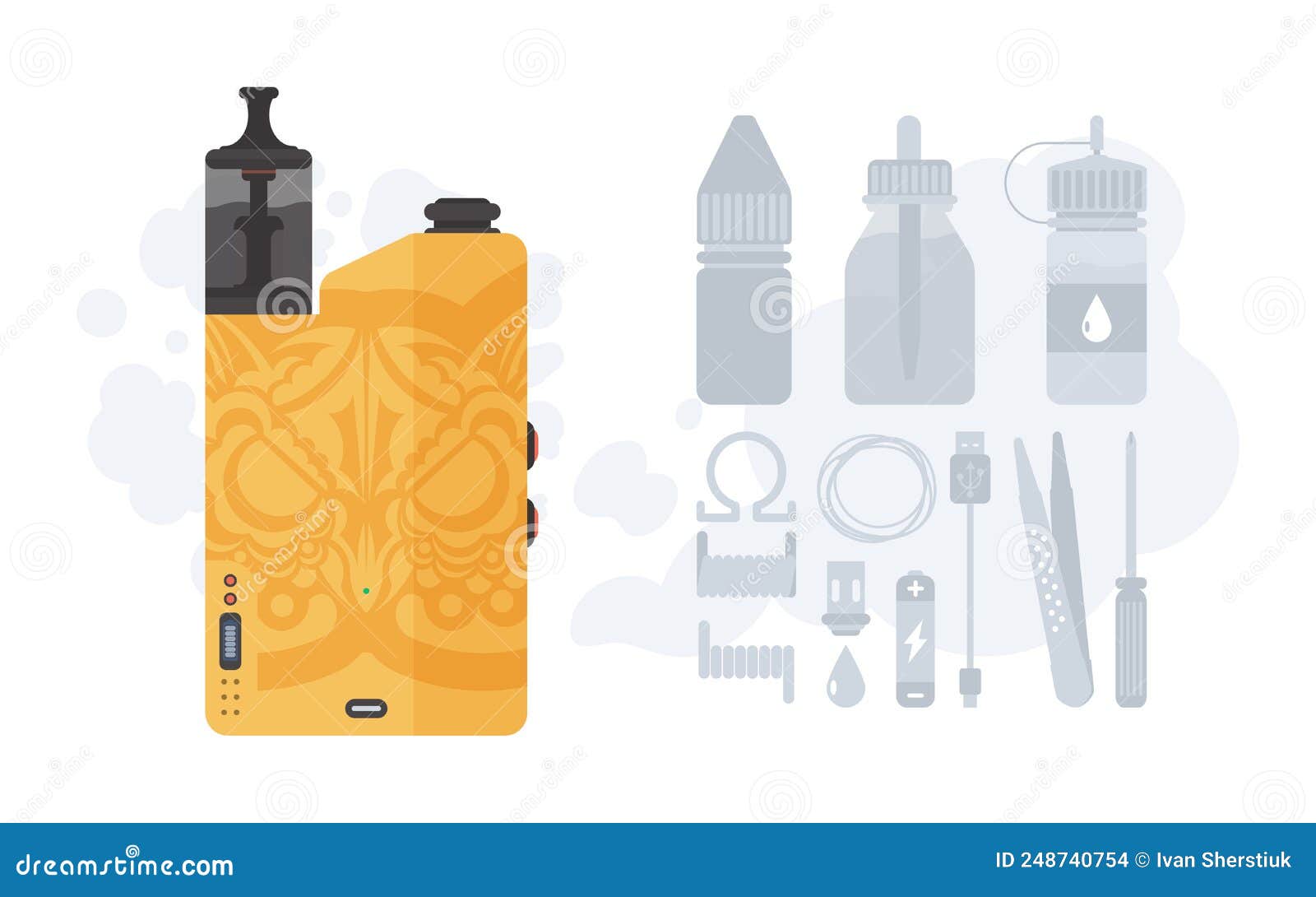 Vape or Vapor Illustration. Cigarette Substitute. Smoking Tool ...