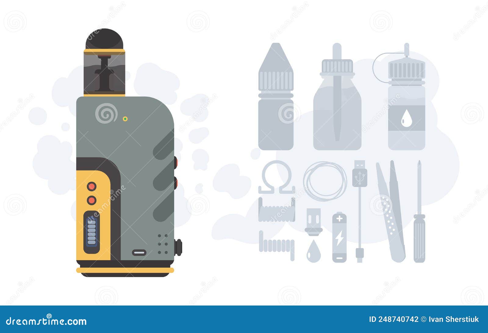 Vape or Vapor Illustration. Cigarette Substitute. Smoking Tool ...