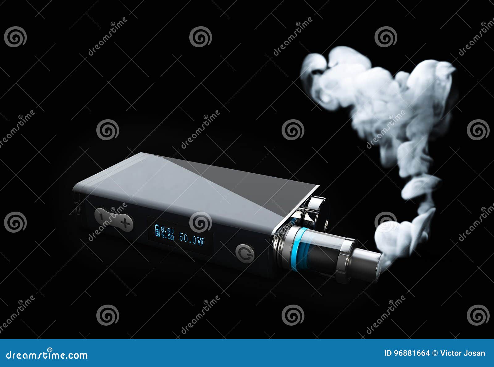 Vape With White Fire Smoke Cloud. 3d Illustration On Black Background ...