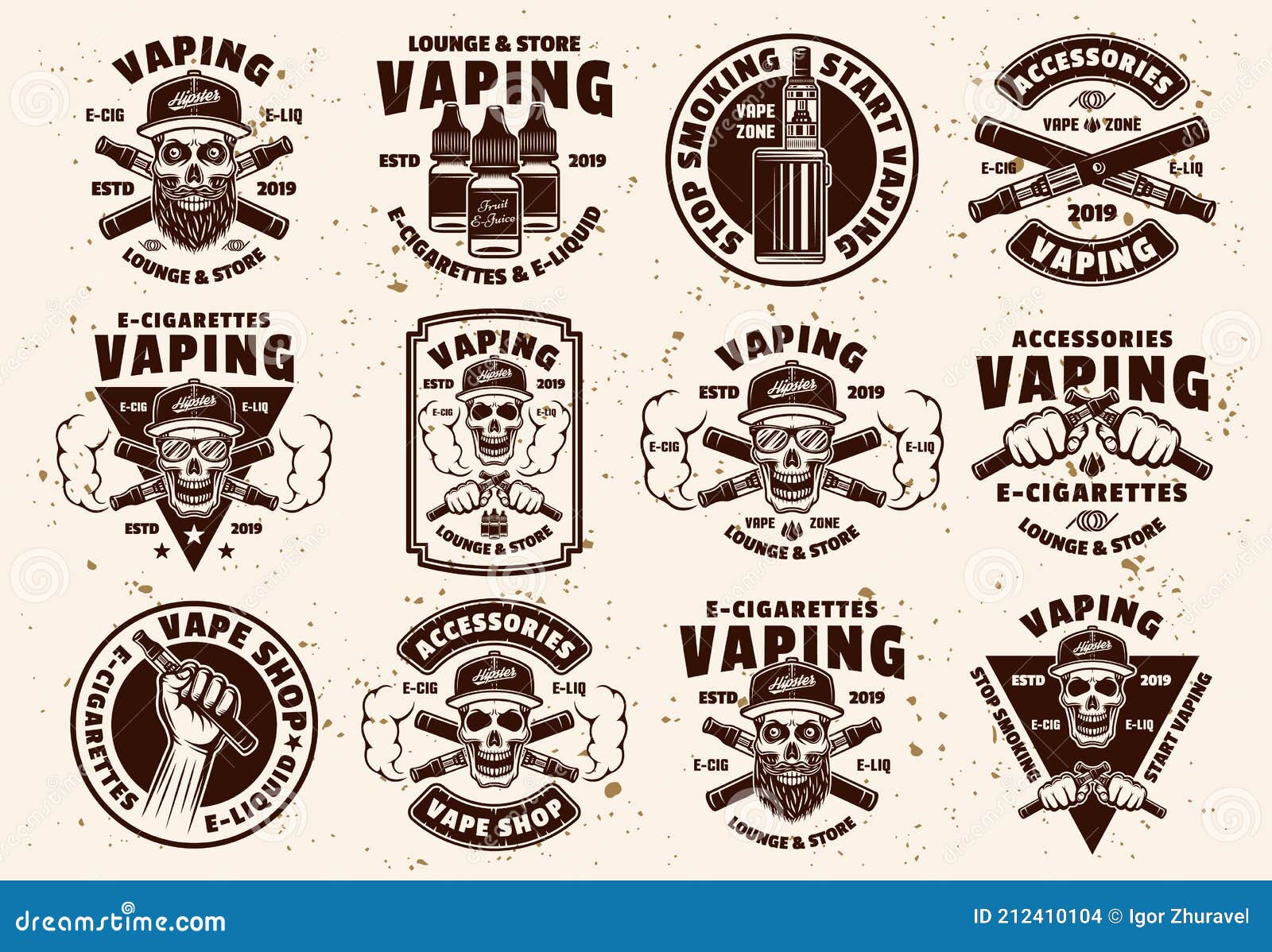 Vaping and Electronic Cigarettes Set of Vector Emblems, Labels, Badges ...