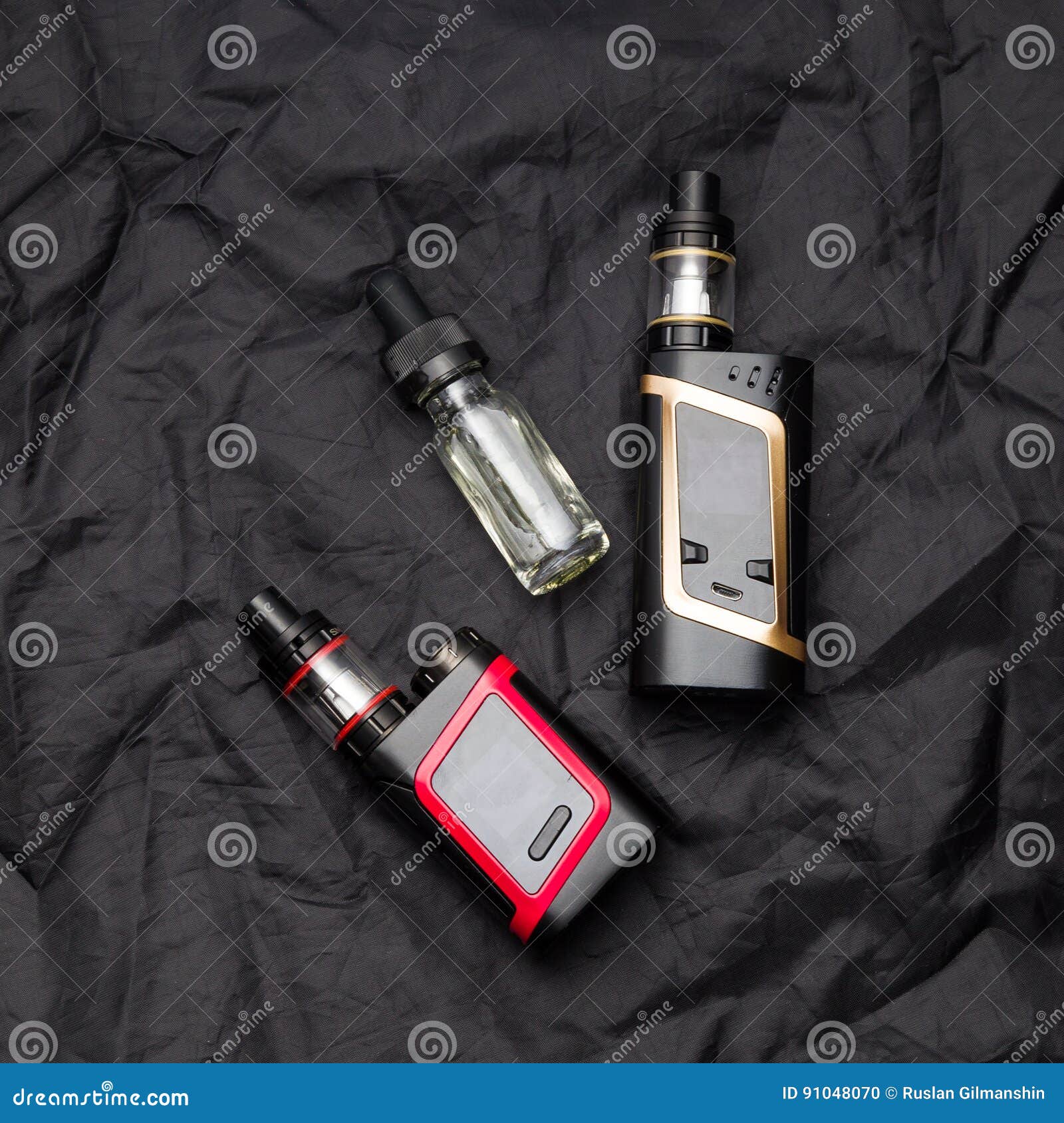Vaping Electronic Mech Mod and Vape Liquid. Stock Photo - Image of ...