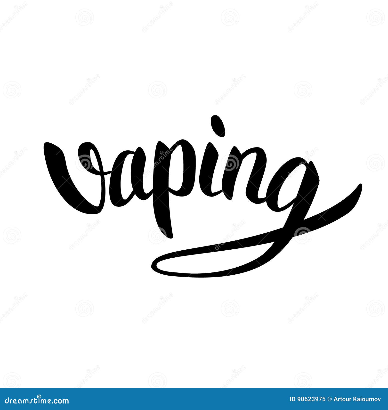 Vaping Hand-drawn Lettering Black On White Background. Cartoon Vector ...