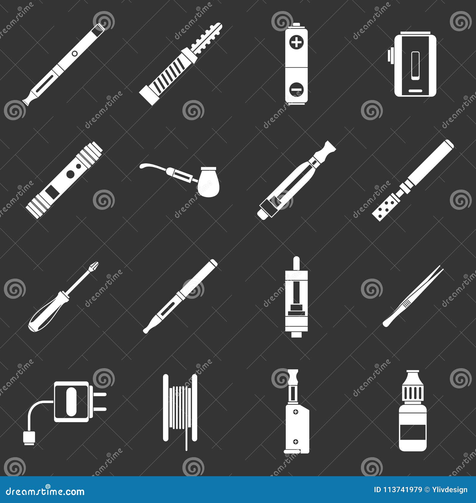 Vaping Icons Set Grey Vector Stock Vector - Illustration of forbidden ...