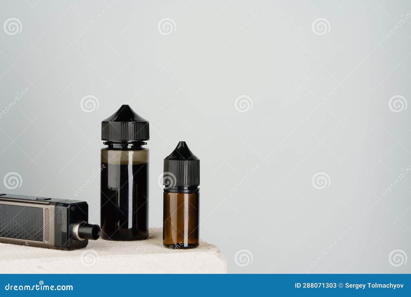 Vaping Refill Liquid Bottle Against Gray Background Stock Image - Image ...