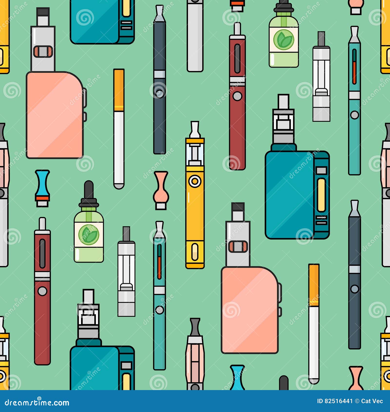 Vaping Seamless Pattern Vector. Stock Vector - Illustration of atomizer ...