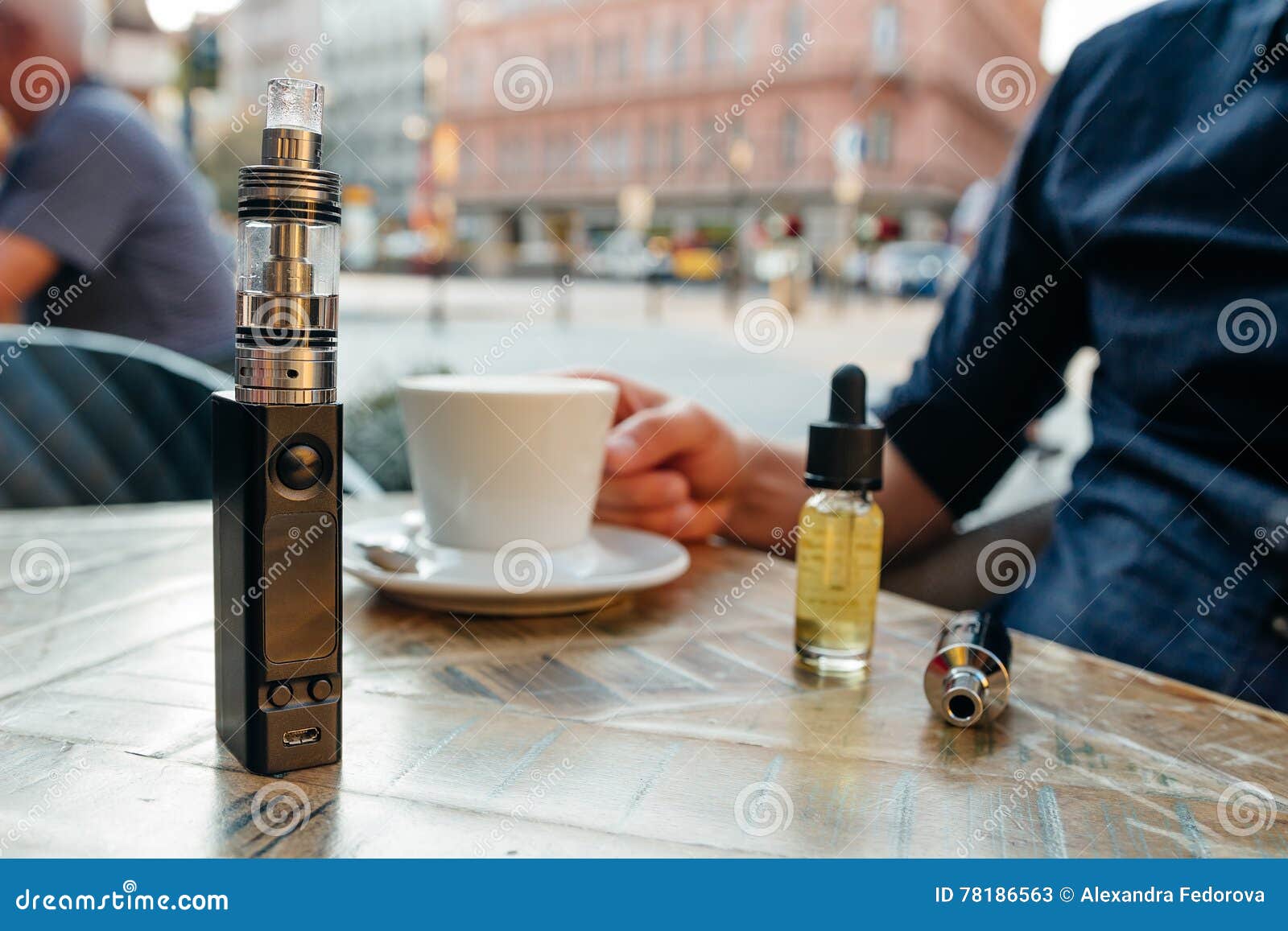 Vaping Set on the Table Against the Background of the City Stock Image ...