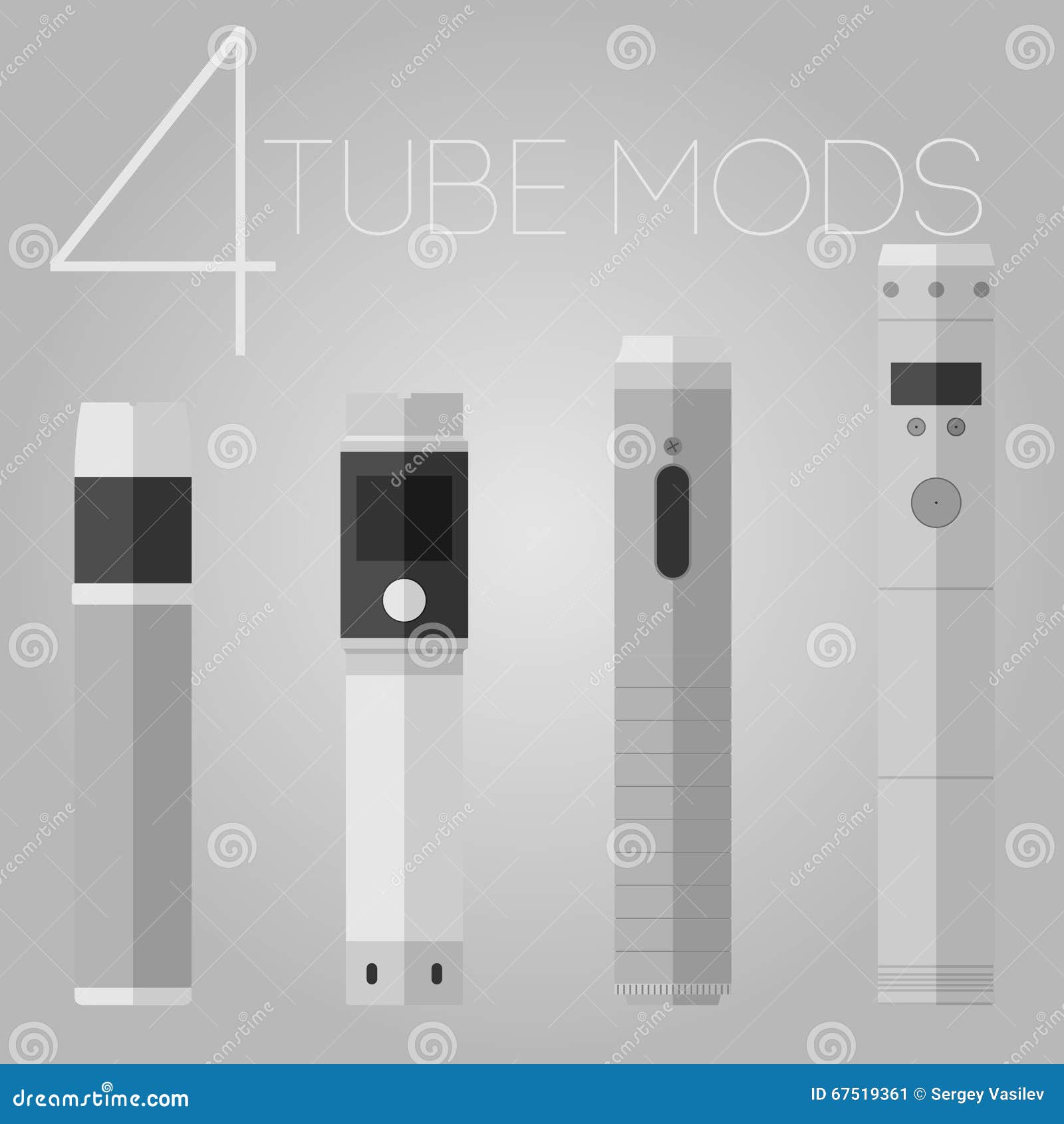 4 vaping tube mods set stock vector. Illustration of connector - 67519361
