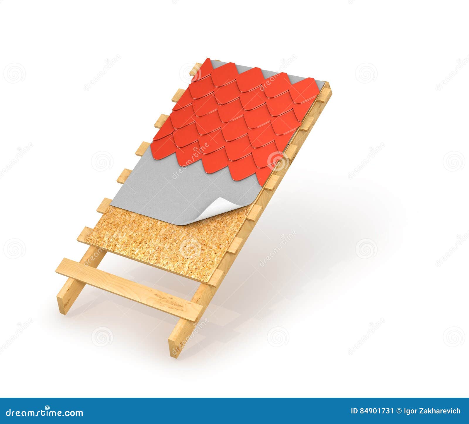 Roof Waterproofing System Or Flat Roof. 3d Royalty-Free Cartoon ...