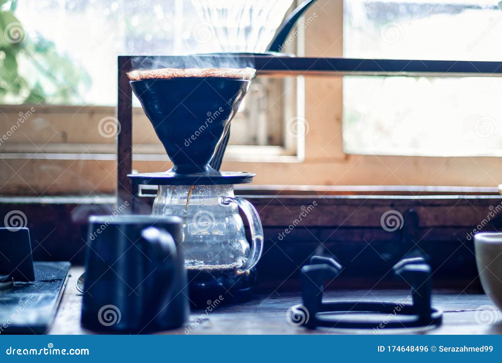 Vapor Coming Out of a Coffee Cup and Brewing Fresh Coffee in the ...