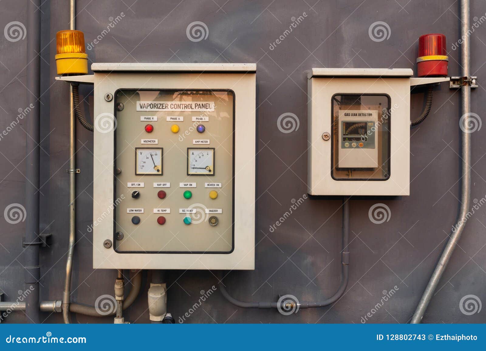 Gas Leak Detector Control Panel And Fire Alarm Lighting Stock ...