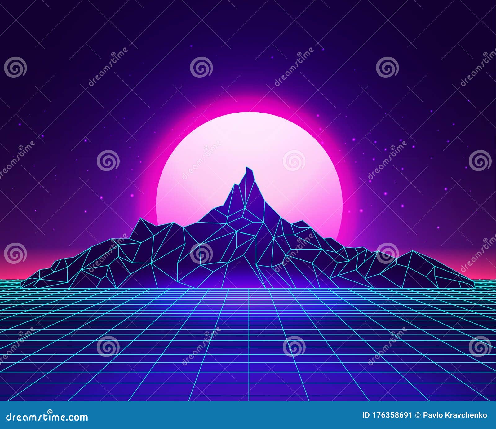 Vaporwave Grid Pattern With Isometric 3d Shapes And Pastel Gradients ...