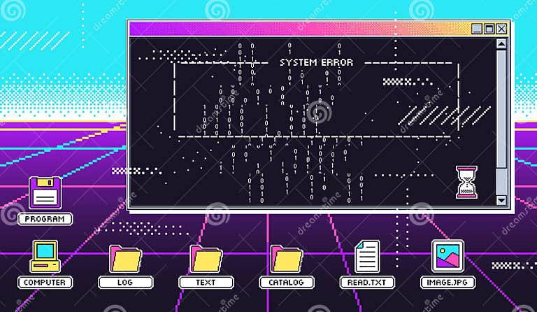 Vaporwave 80s Interface Screen. Retro Terminal or Old Computer Screen ...