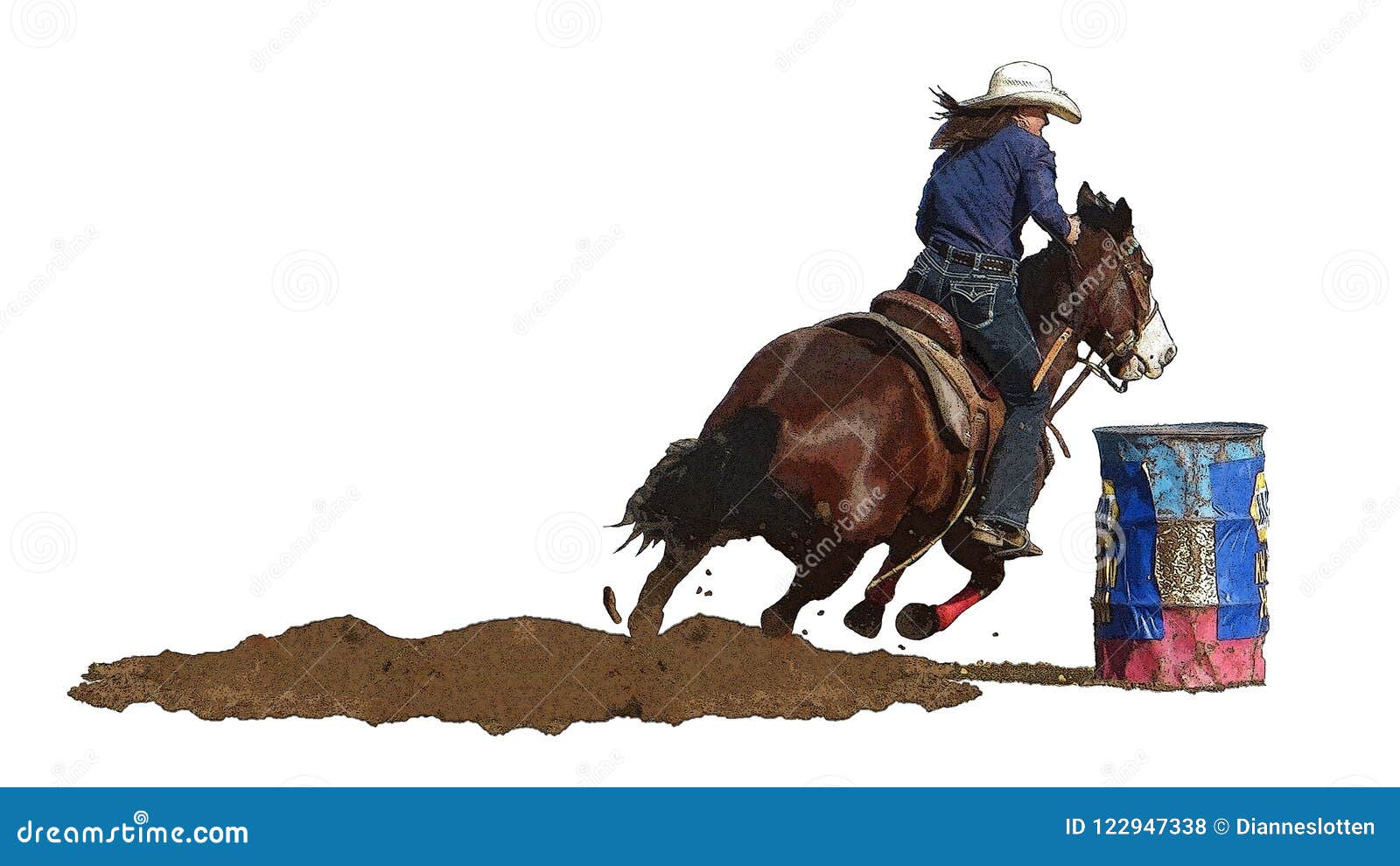 Vaquera Del Rodeo Que Compite Con Alrededor De Un Barrrel Foto de ...