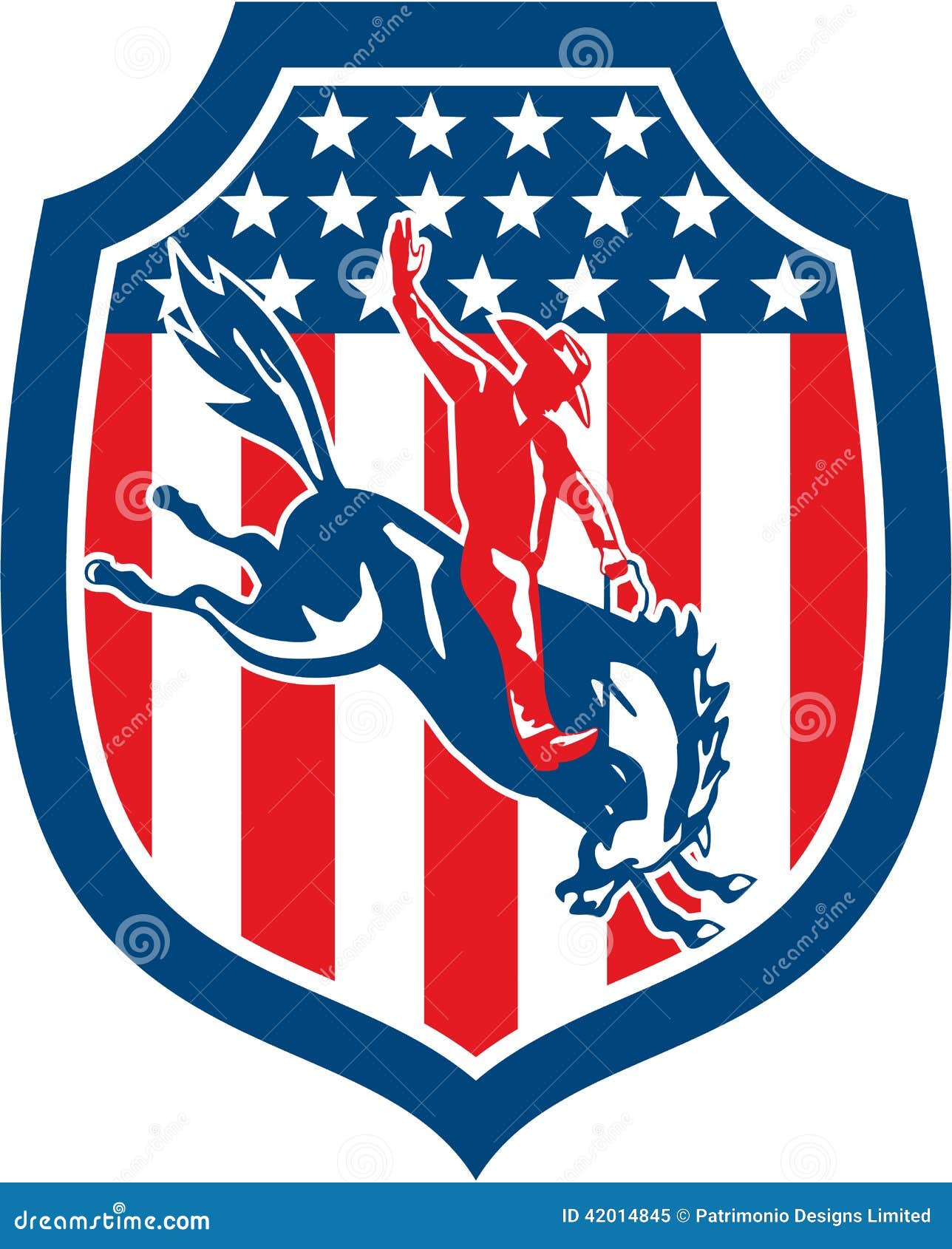 Vaquero Americano Riding Bronco Shield Del Rodeo Retro Ilustración del ...