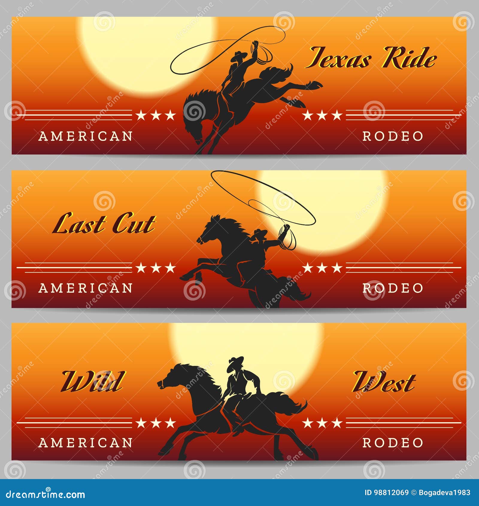Vaquero Banner Set Del Rodeo Ilustración del Vector - Ilustración de ...