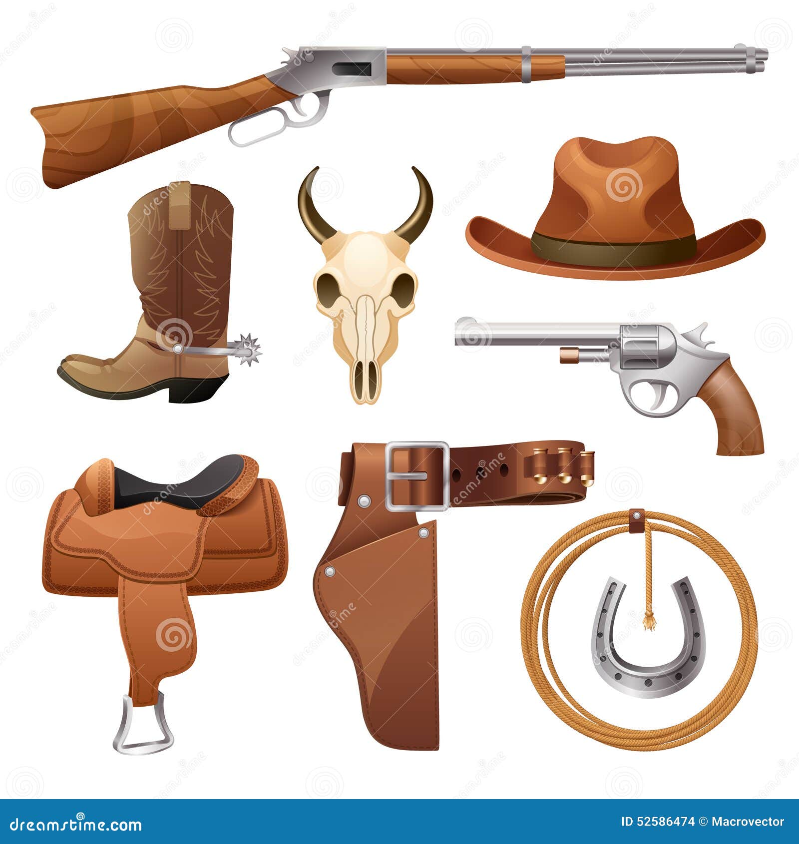 Vaquero Elements Set ilustración del vector. Ilustración de cuerda ...
