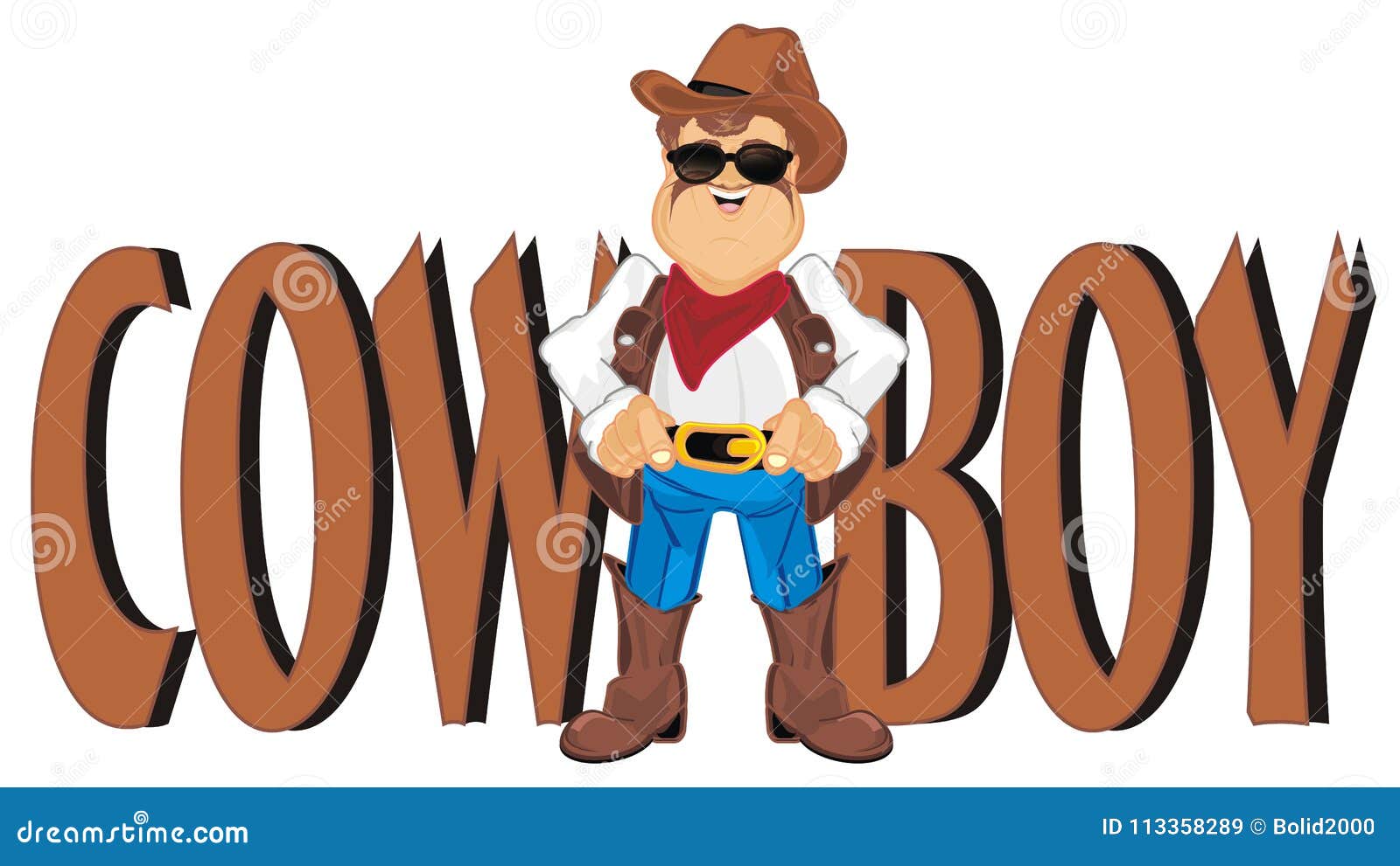 Vaquero y letras grandes stock de ilustración. Ilustración de soporte ...