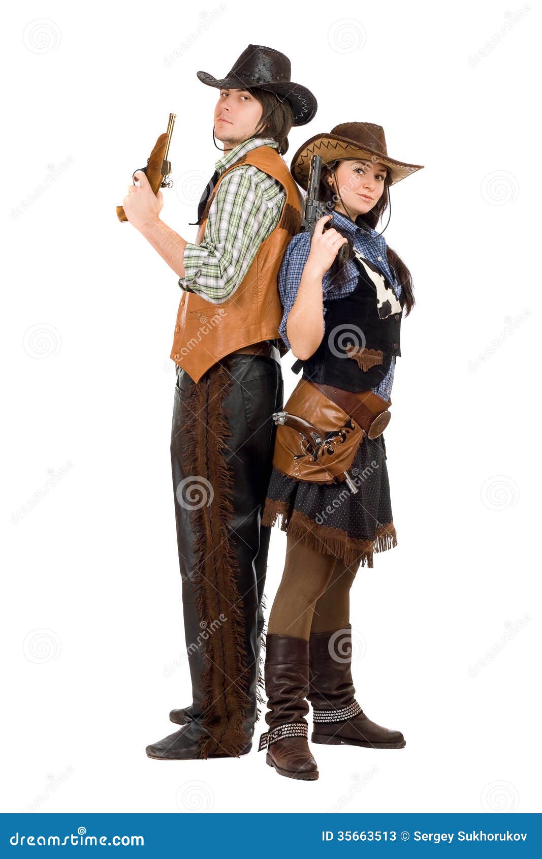 Vaquero Y Vaquera Con Armas Imagen de archivo - Imagen de pares, brazo ...