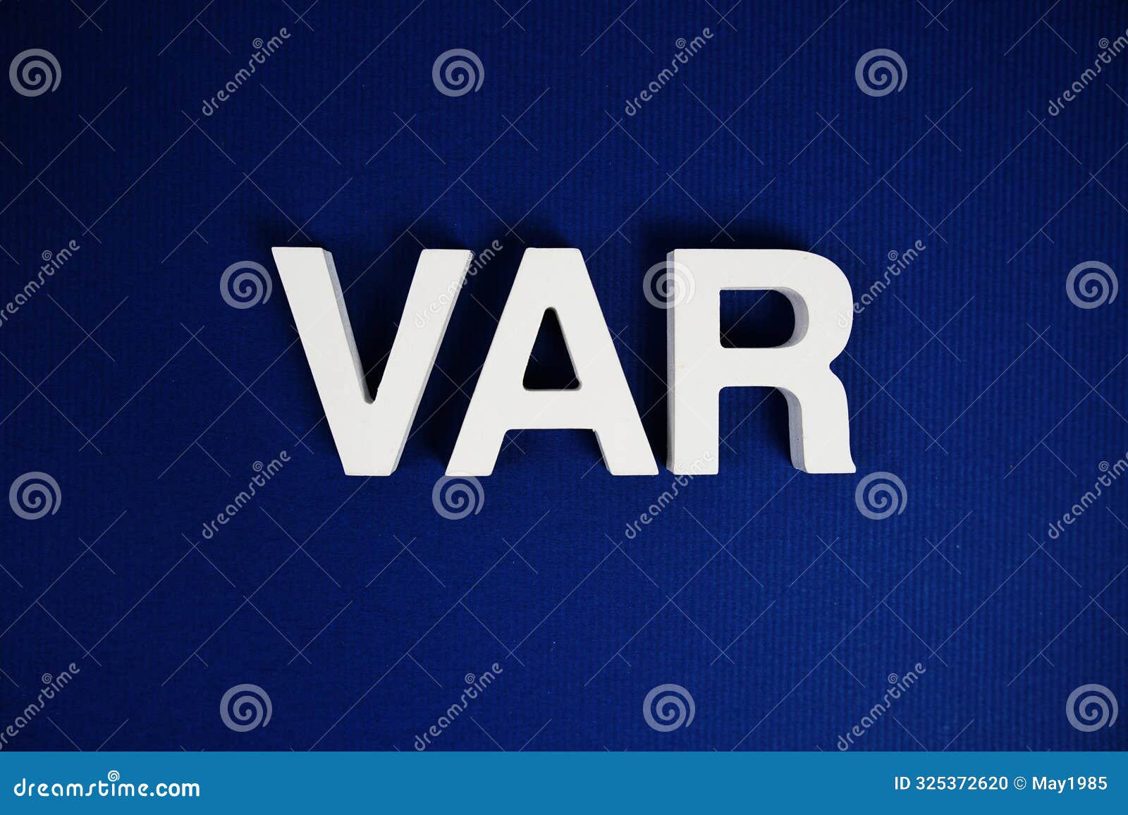 VAR (Video Assistance Referee) Alphabet Letters on Blue Background ...