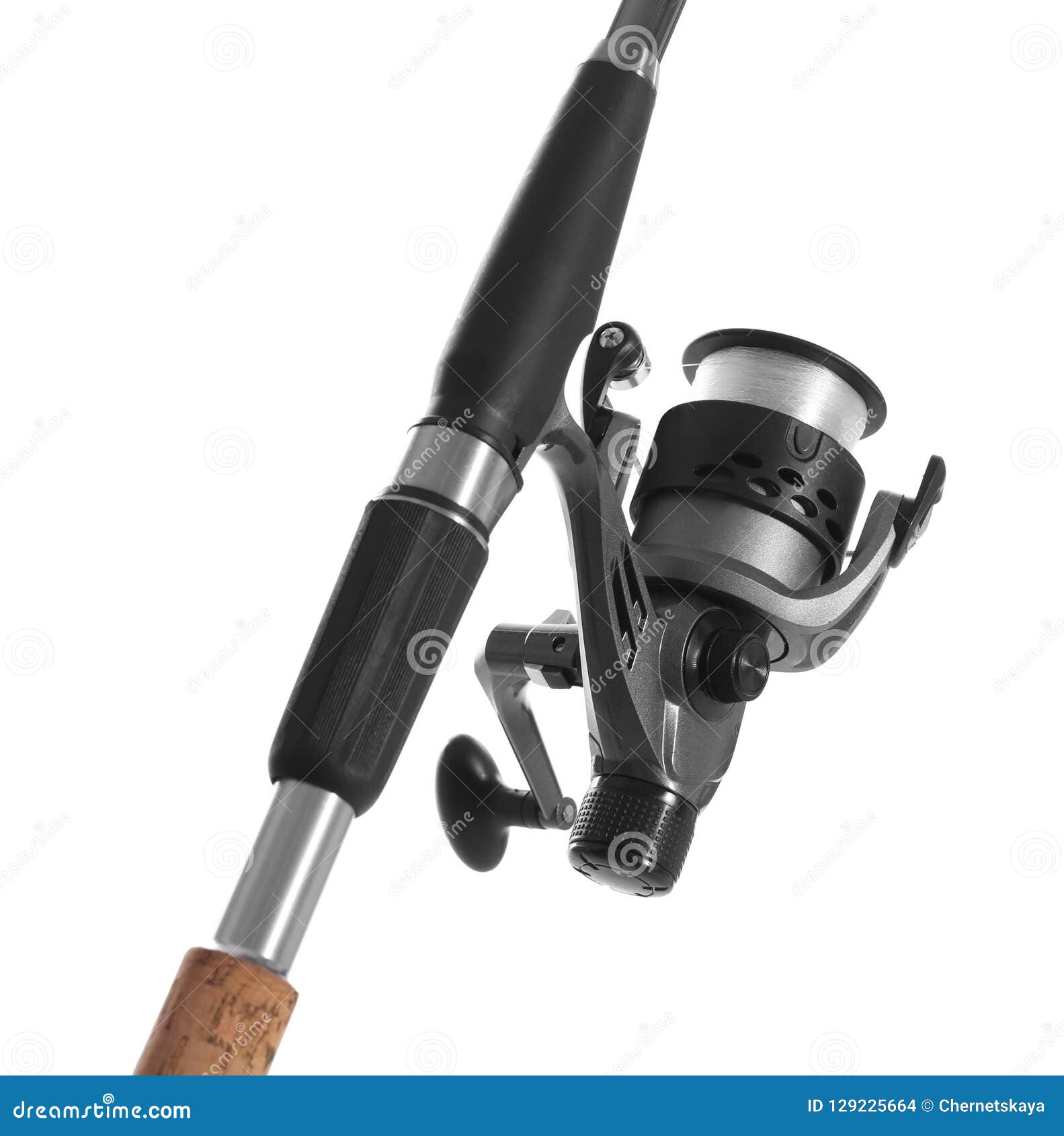 Vara De Pesca Moderna Com O Carretel No Fundo Branco Foto de Stock ...