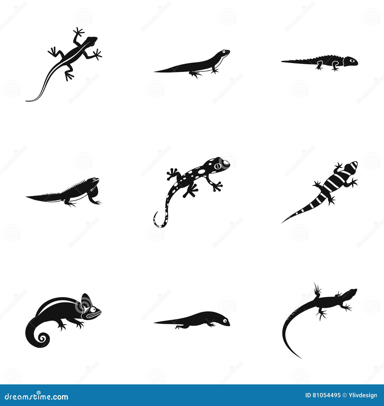 Varan Icons Set, Simple Style Stock Vector - Illustration of jungle ...