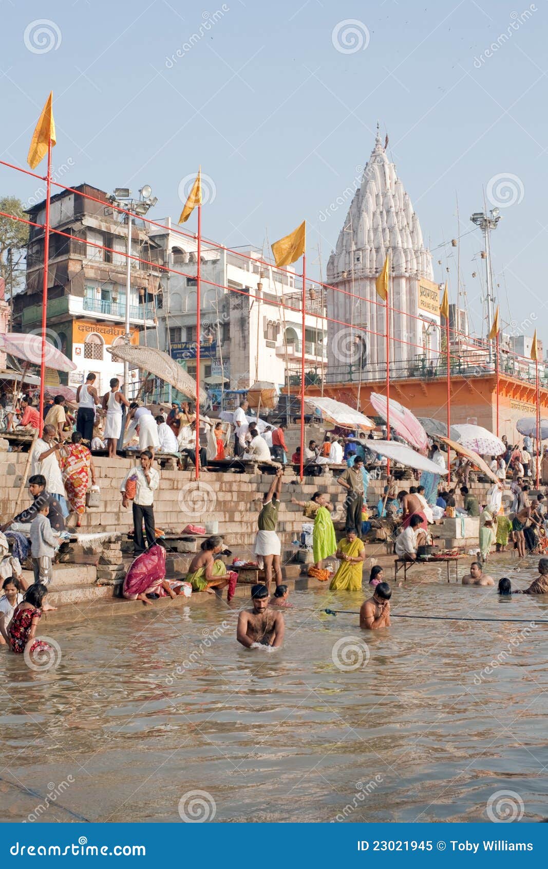 Varanasi, India, Hindu Bathers at River Ganges Editorial Image - Image ...