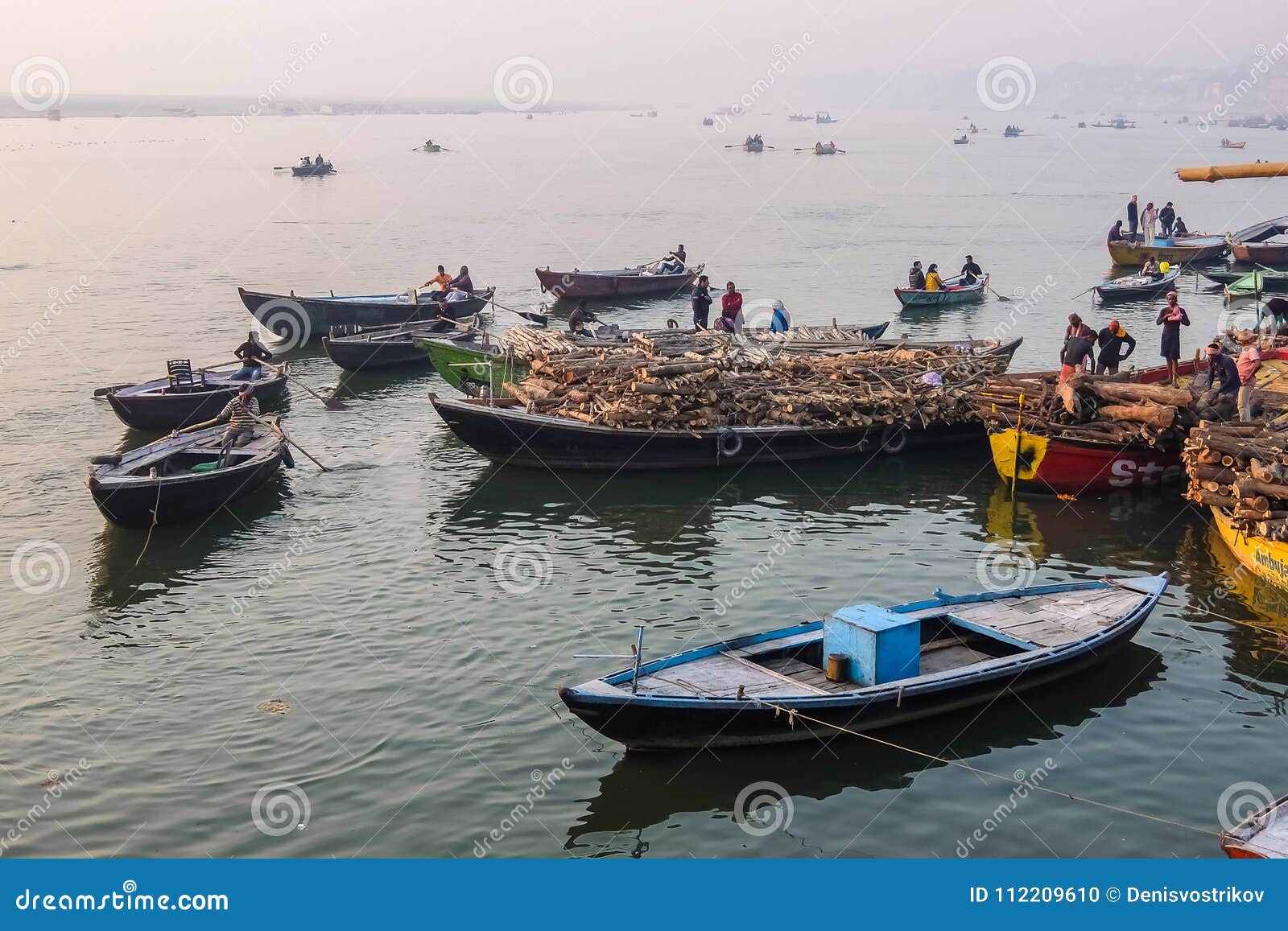 Varanasi, India. Boats on the Ghats of Varanasi. Editorial Image ...