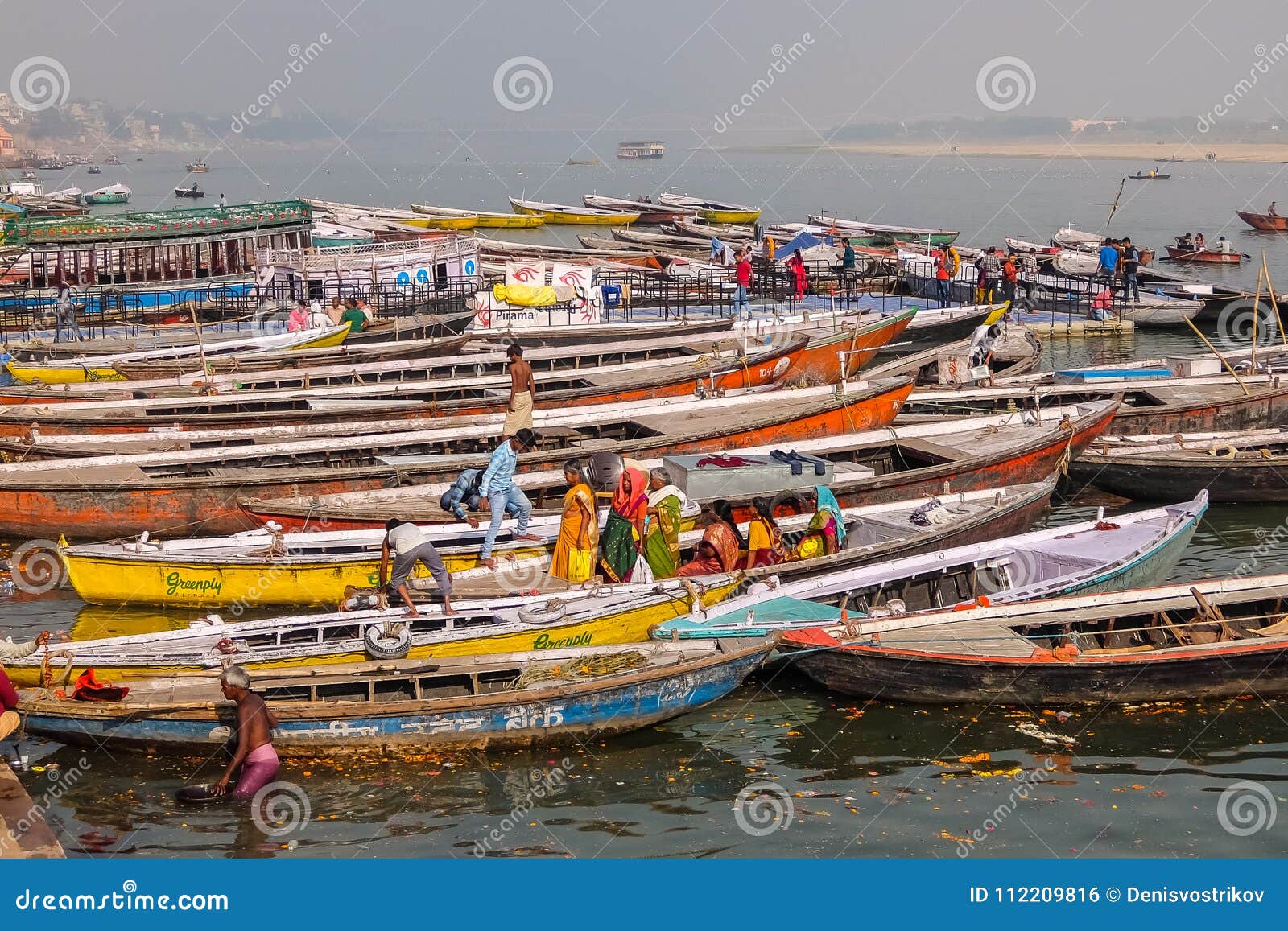 Varanasi, India. Boats on the Ghats of Varanasi. Editorial Photo ...