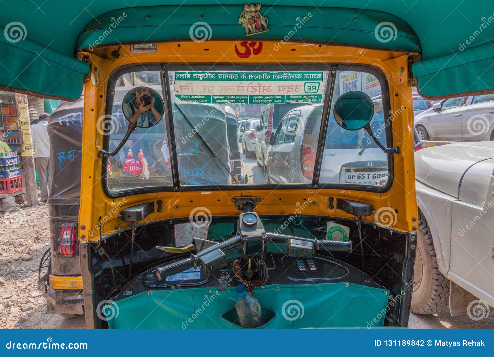 VARANASI, INDIA - OCTOBER 25, 2016: View from a Auto Rickshaw on a ...