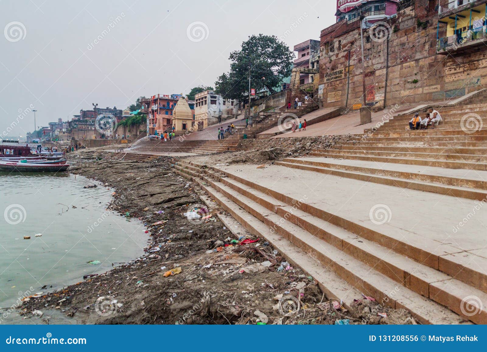 VARANASI, INDIA - OCTOBER 25, 2016: View of a Ghat Riverfront Steps of ...