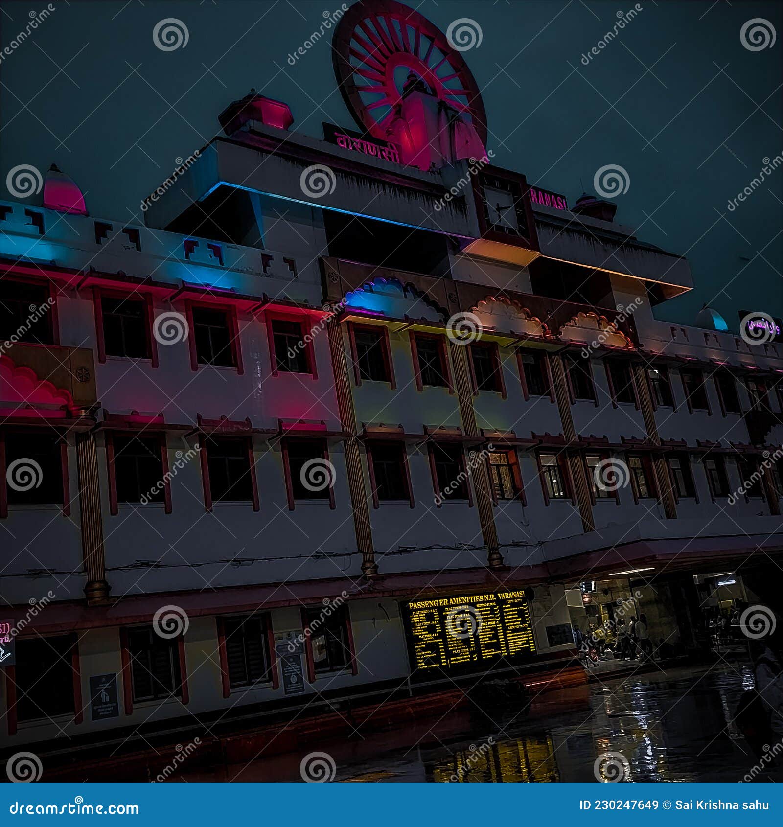 Varanasi Junction Railway Station Night View with Colourful Lighting ...