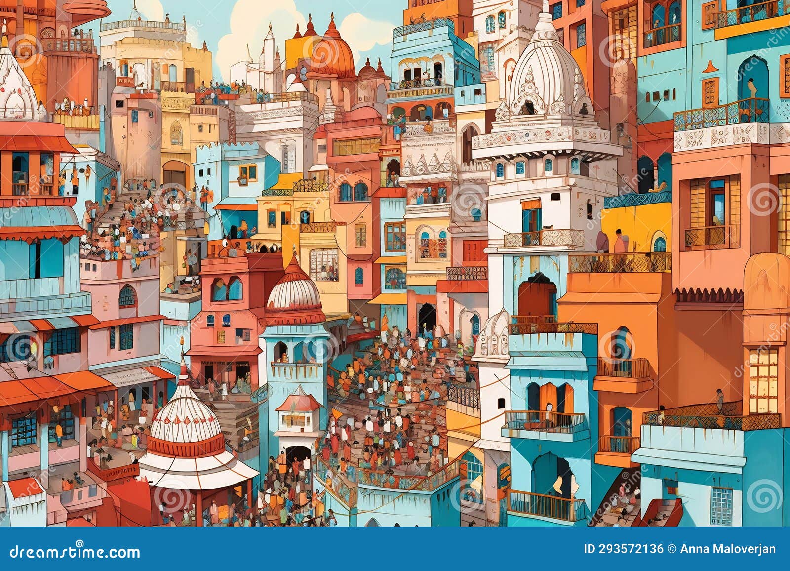 Varanasi Urban Landscape. Pattern with Houses Stock Photo - Image of ...