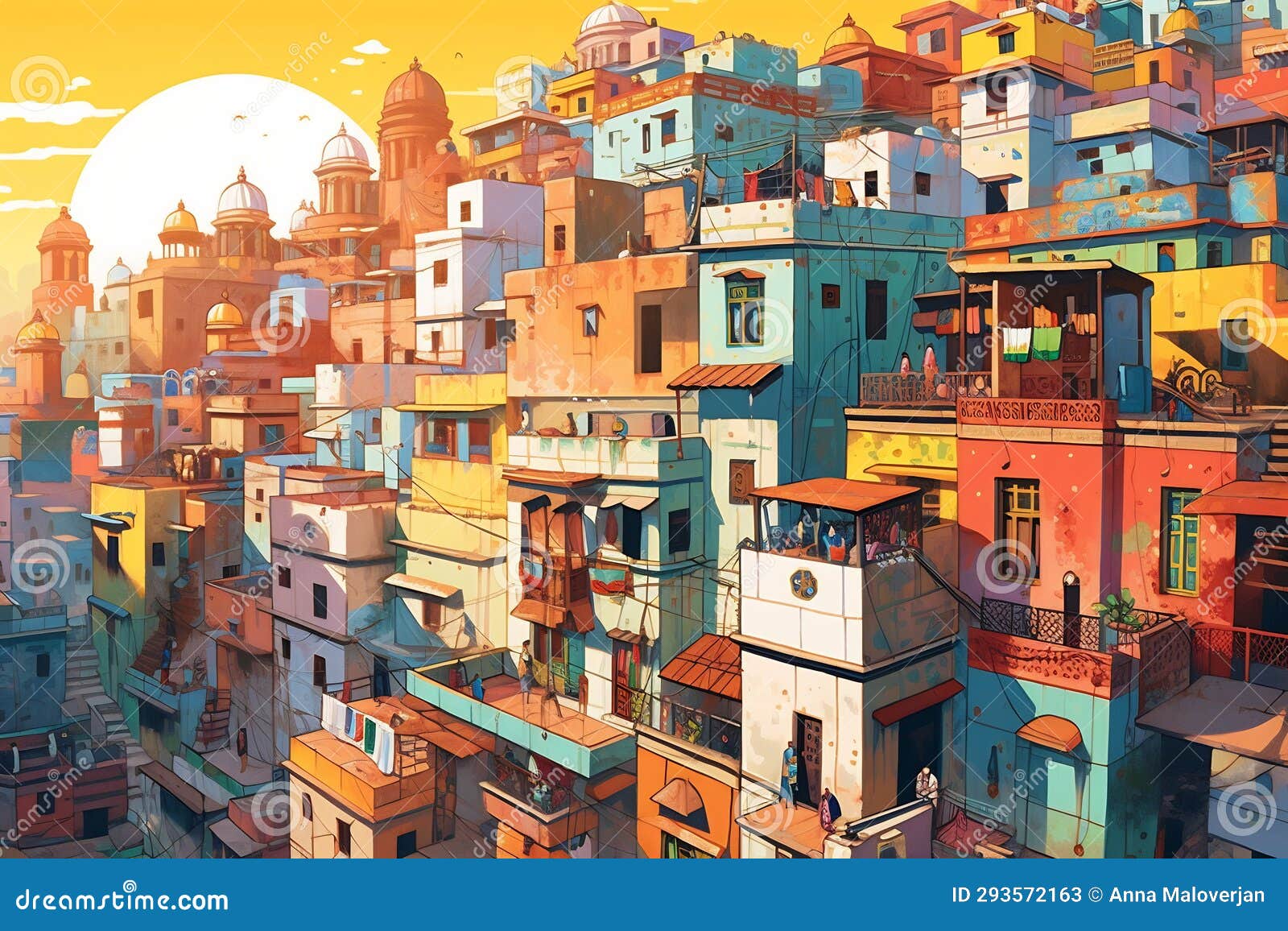 Varanasi Urban Landscape. Pattern with Houses Stock Image - Image of ...