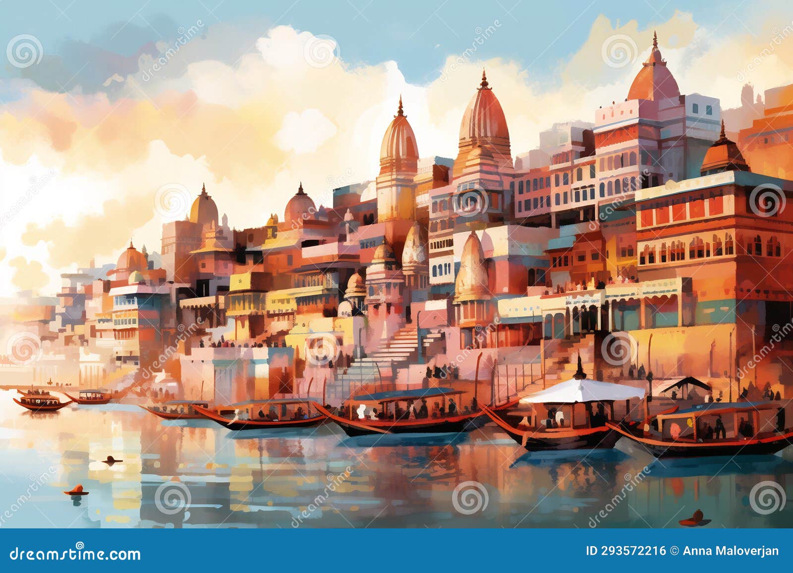 Varanasi Urban Landscape. Pattern with Houses Stock Photo - Image of ...