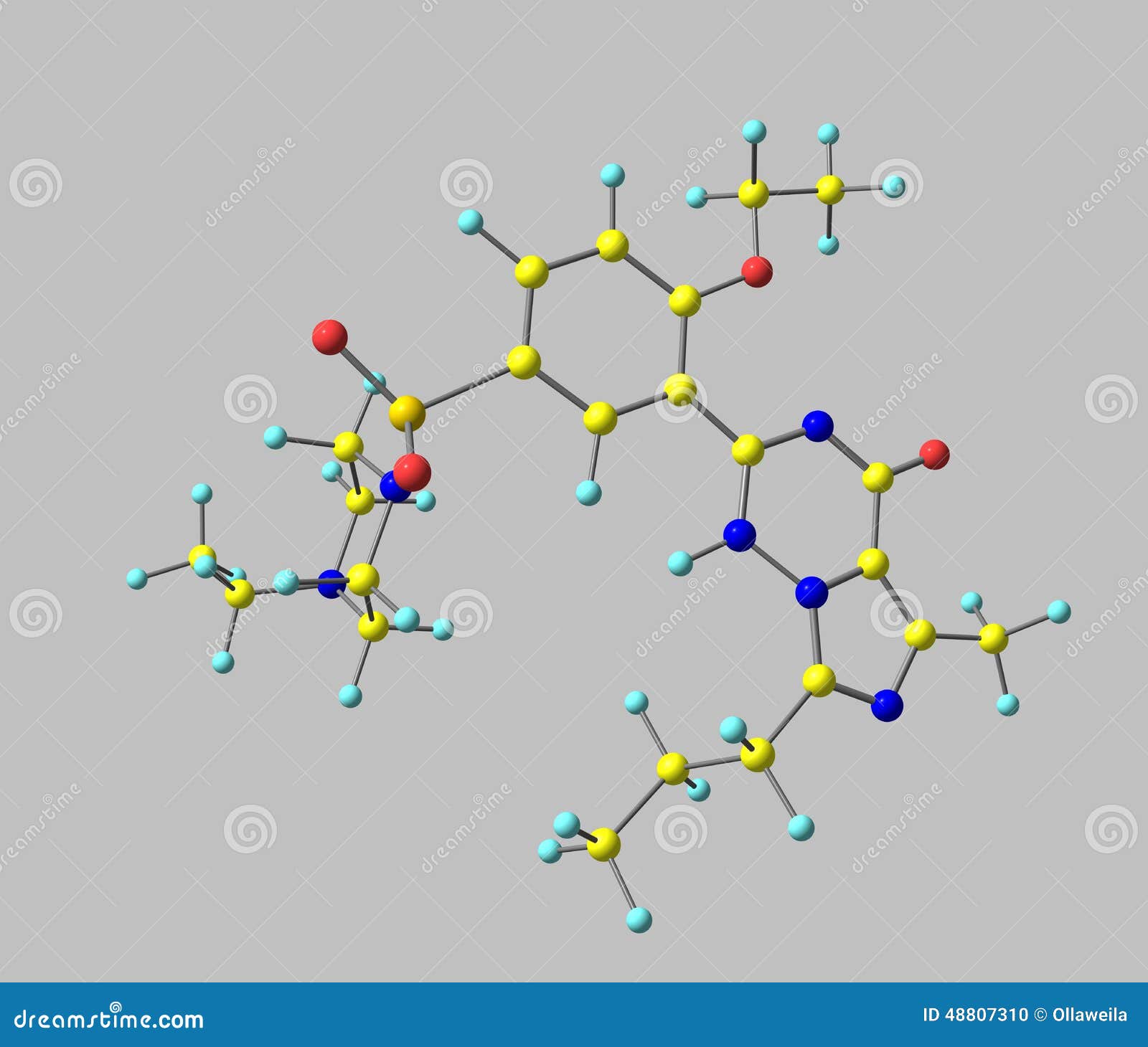 Vardenafil Molecule Isolated on Grey Stock Illustration - Illustration ...