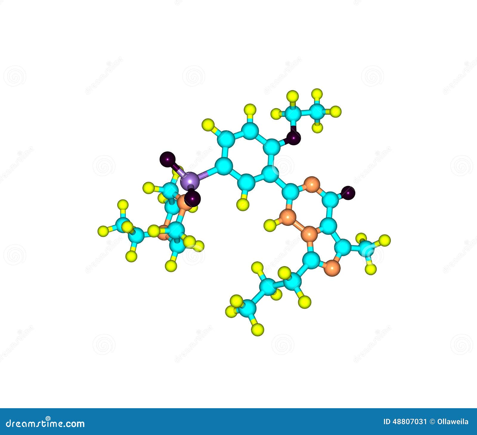 Vardenafil Molecule Isolated on White Stock Illustration - Illustration ...