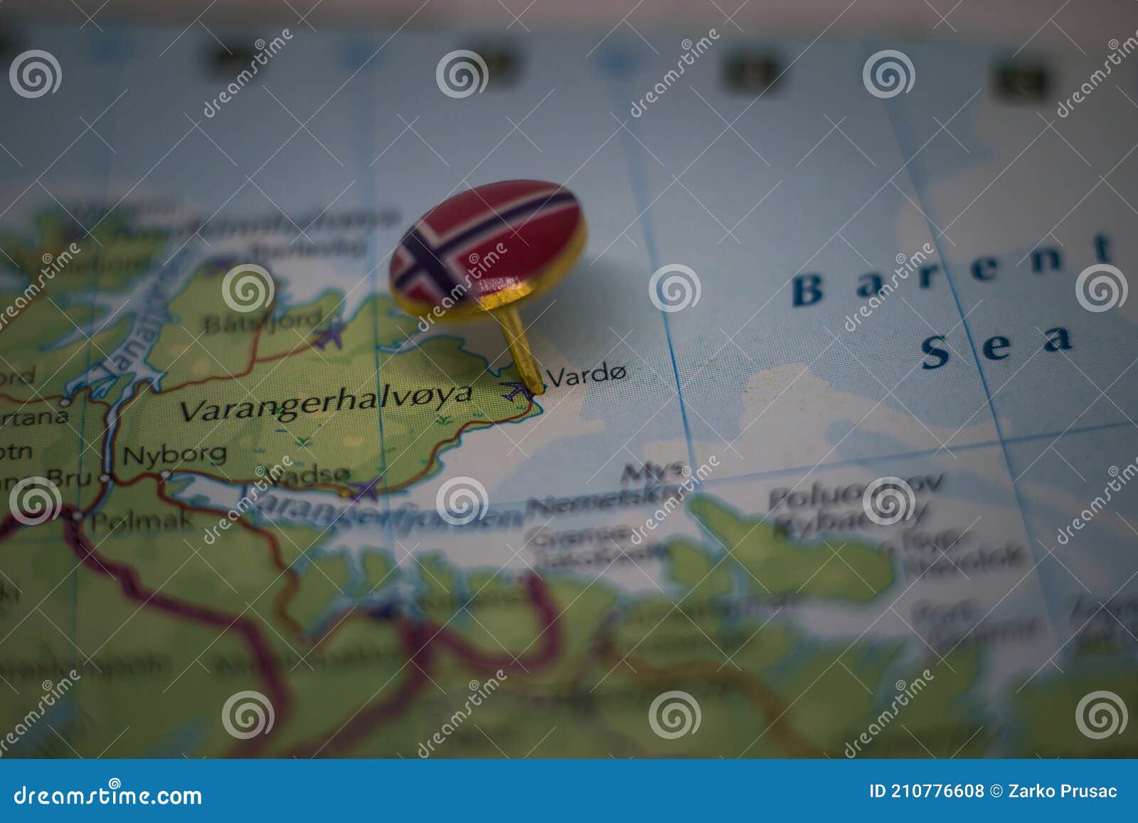 Vardo Pinned on a Map with the Flag of Norway Stock Photo - Image of ...