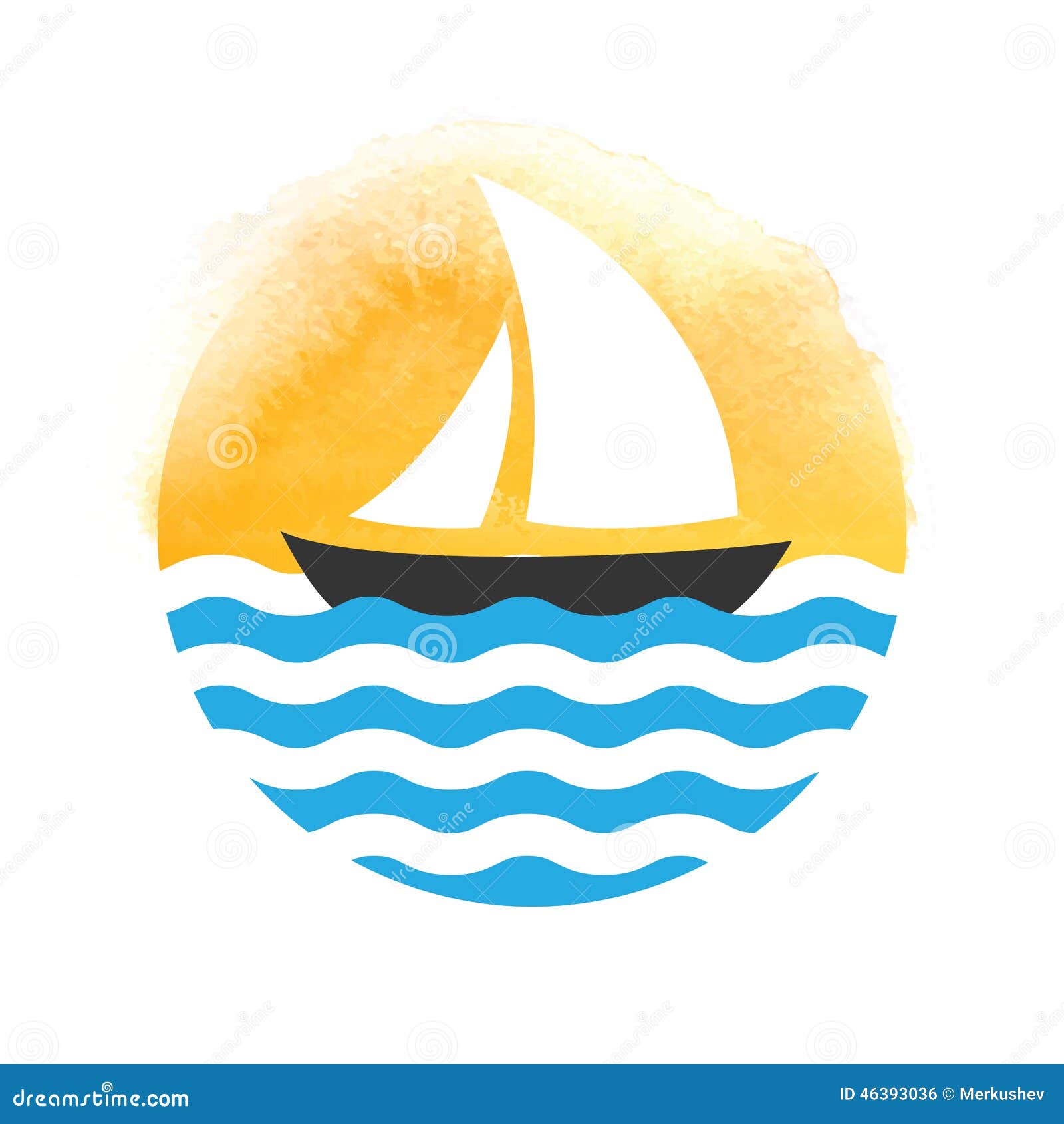 Varende Boot Op Het Water, Vectorembleem Vector Illustratie ...