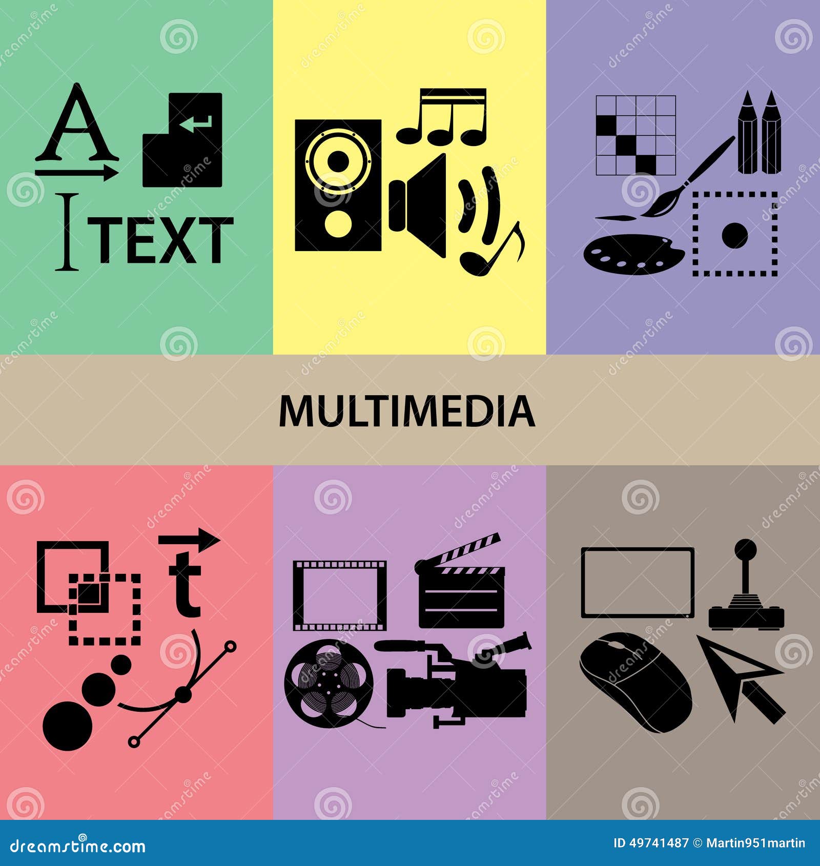 Vari Icone Di Multimedia Ed Insieme Di Simboli Illustrazione Vettoriale ...