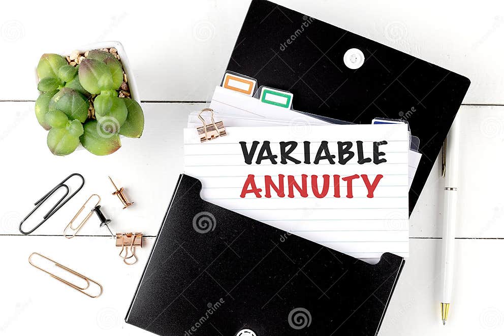 VARIABLE ANNUITY Text on Note with Office Supplies Stock Photo - Image ...