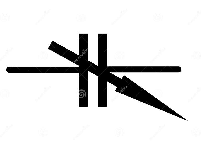 A Variable Capacitor Electrical Symbol Against a White Backdrop Stock ...